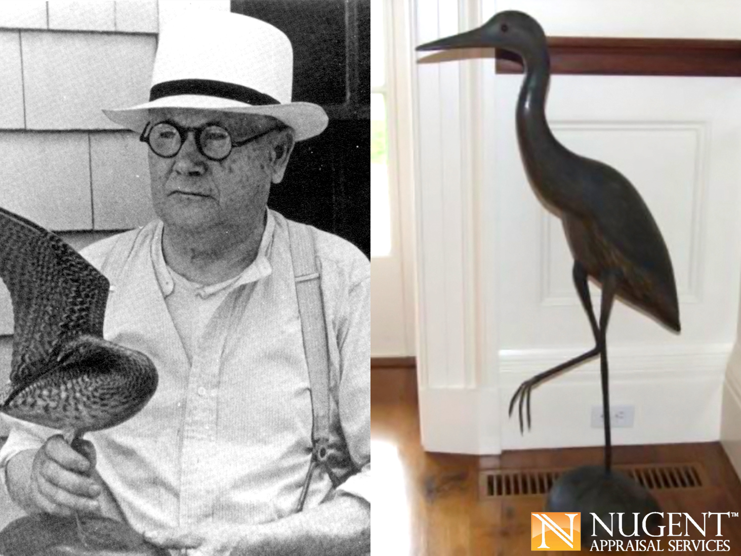 Elmer Crowell Great Grey Heron hunting decoy